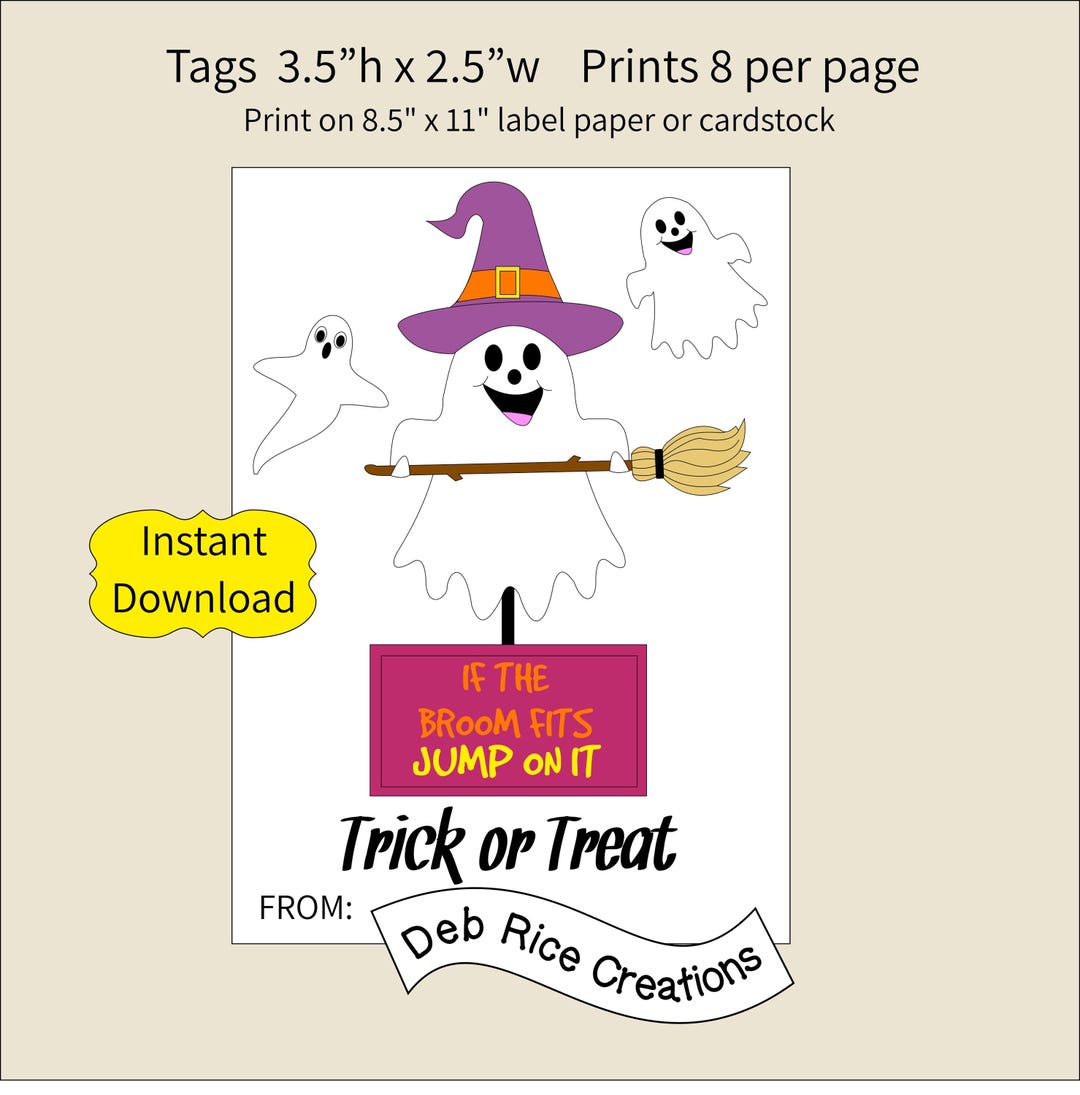 If the Broom Fits Jump on It Printable Tags Trick or Treat, Classroom ...
