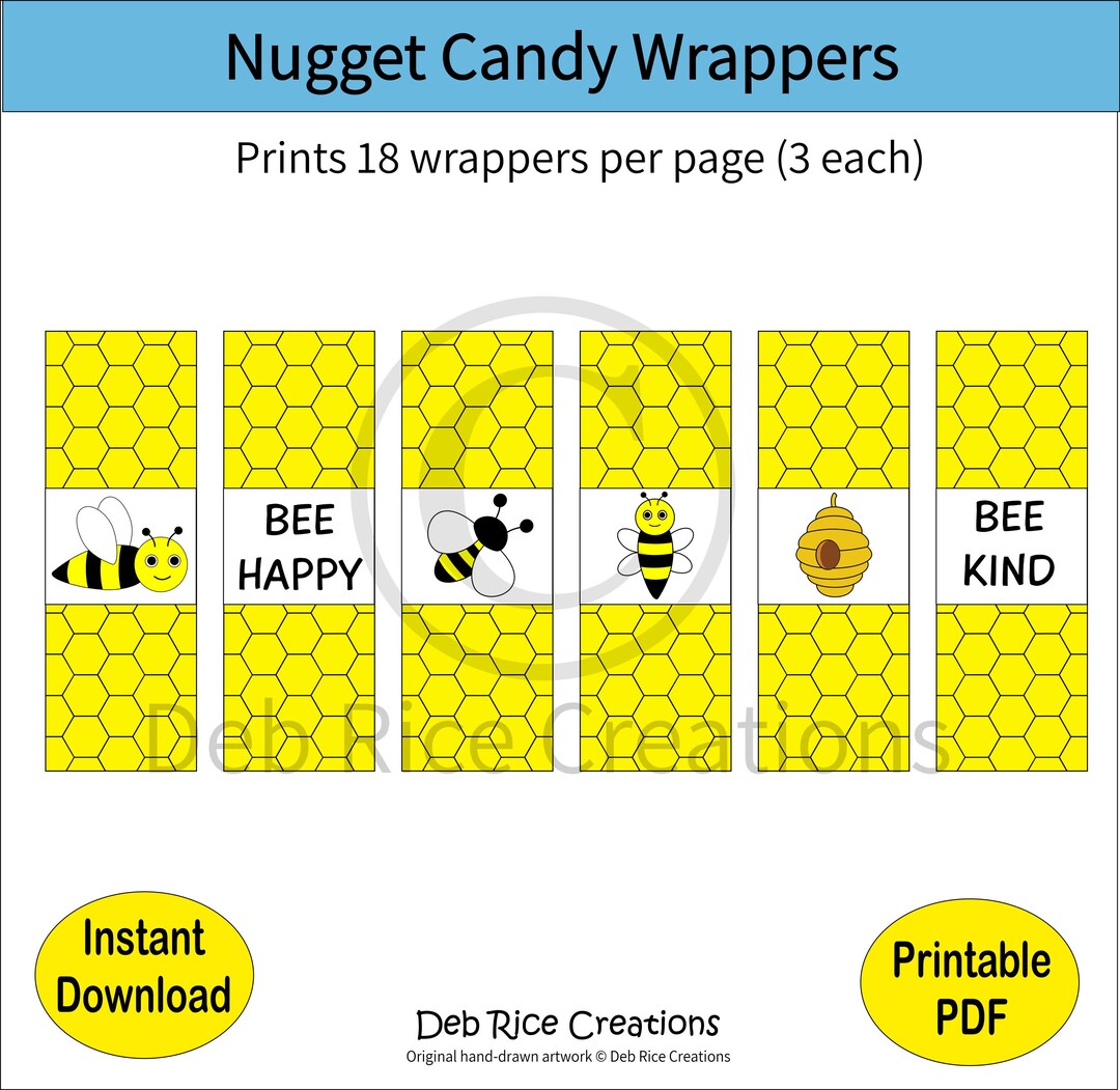 Bees Nugget Candy Wrappers - Party Favors, Classroomoffice Treats and ...
