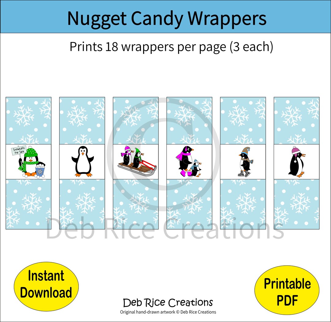 Penguins Nugget Candy Wrappers - Party Favors, Classroom/office Treats ...