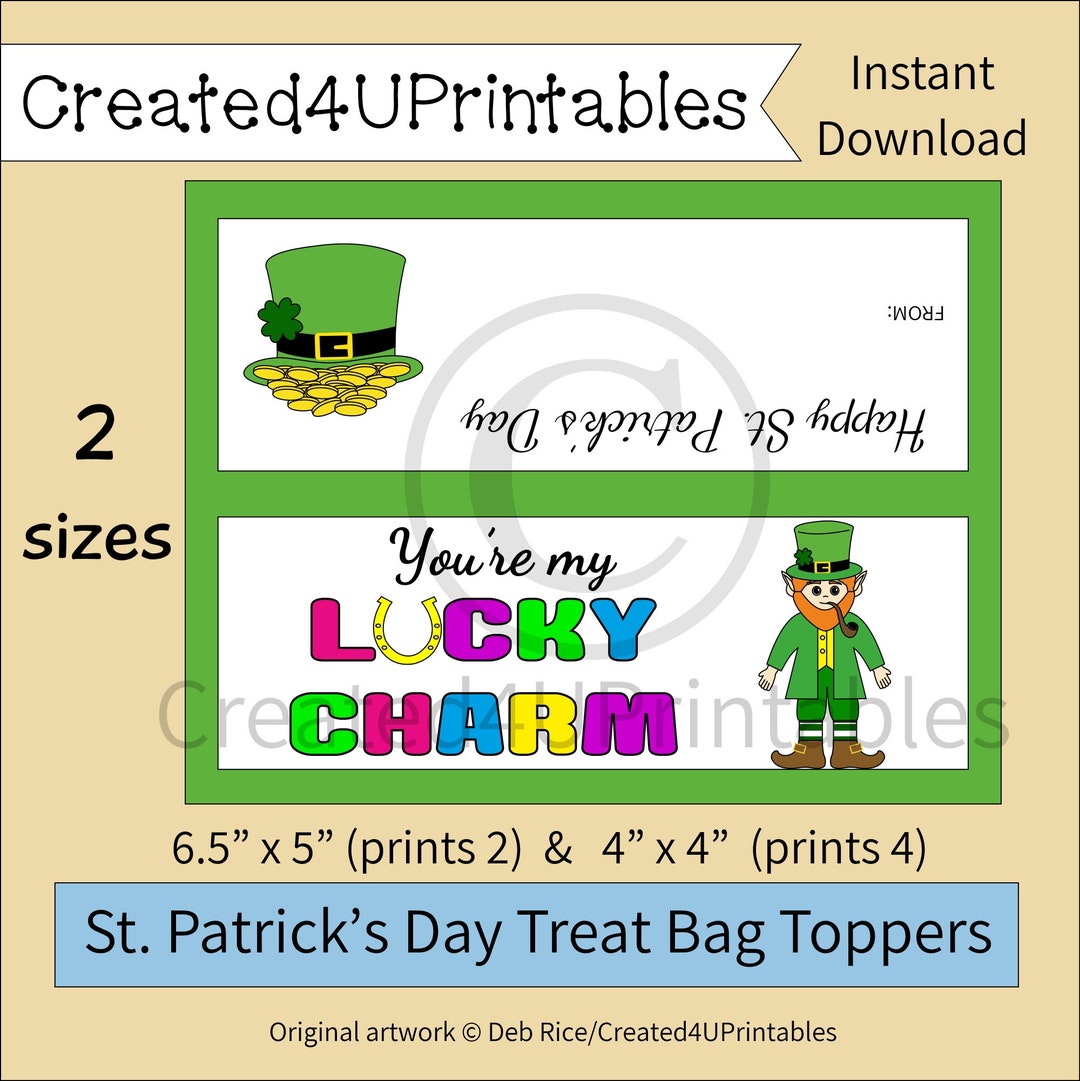Lucky Charm Treats Bag Toppers Printable St Patrick's - Etsy