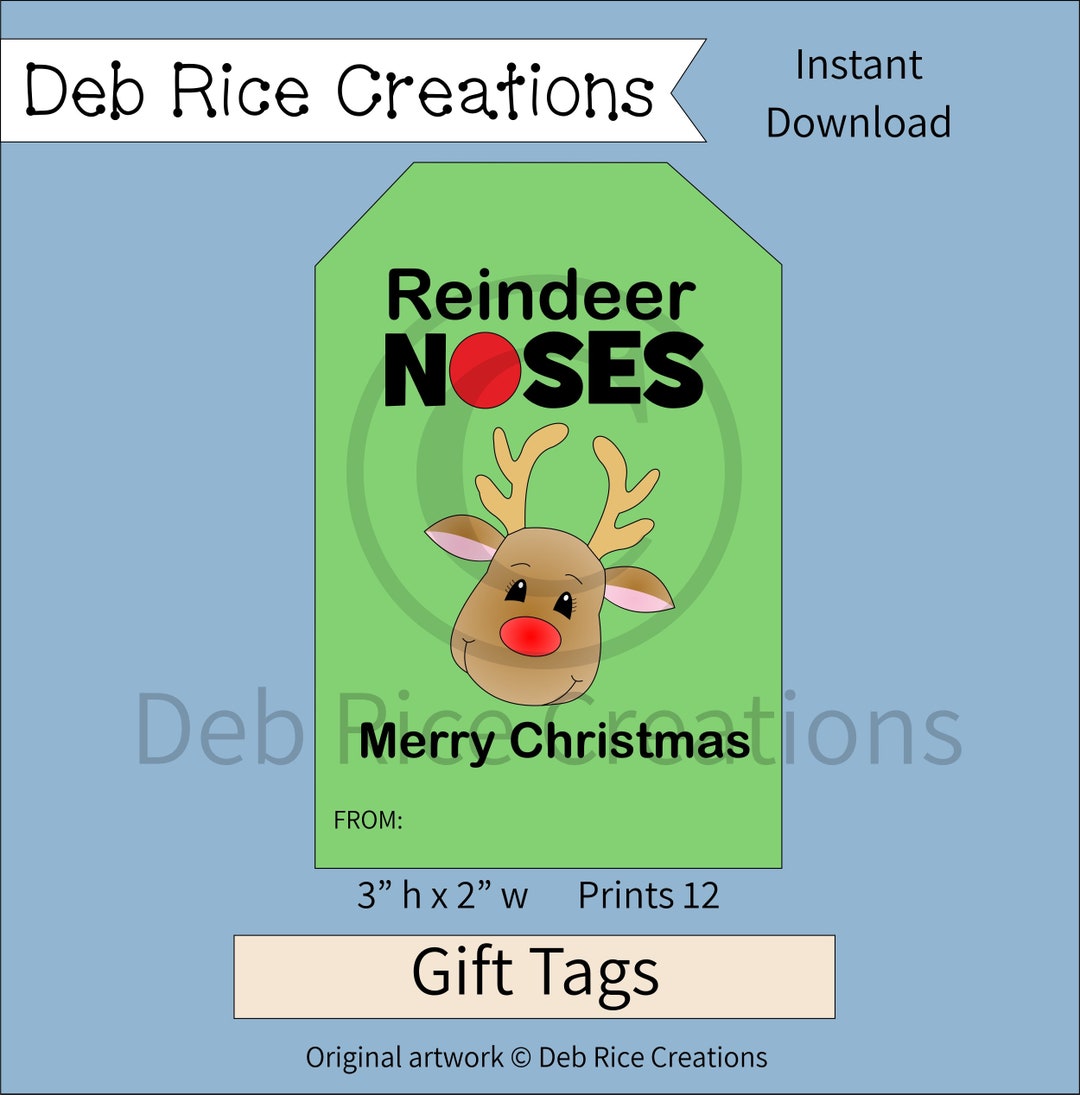 Reindeer Noses Gift Tags Printable Christmas Gift Tags, Stocking ...