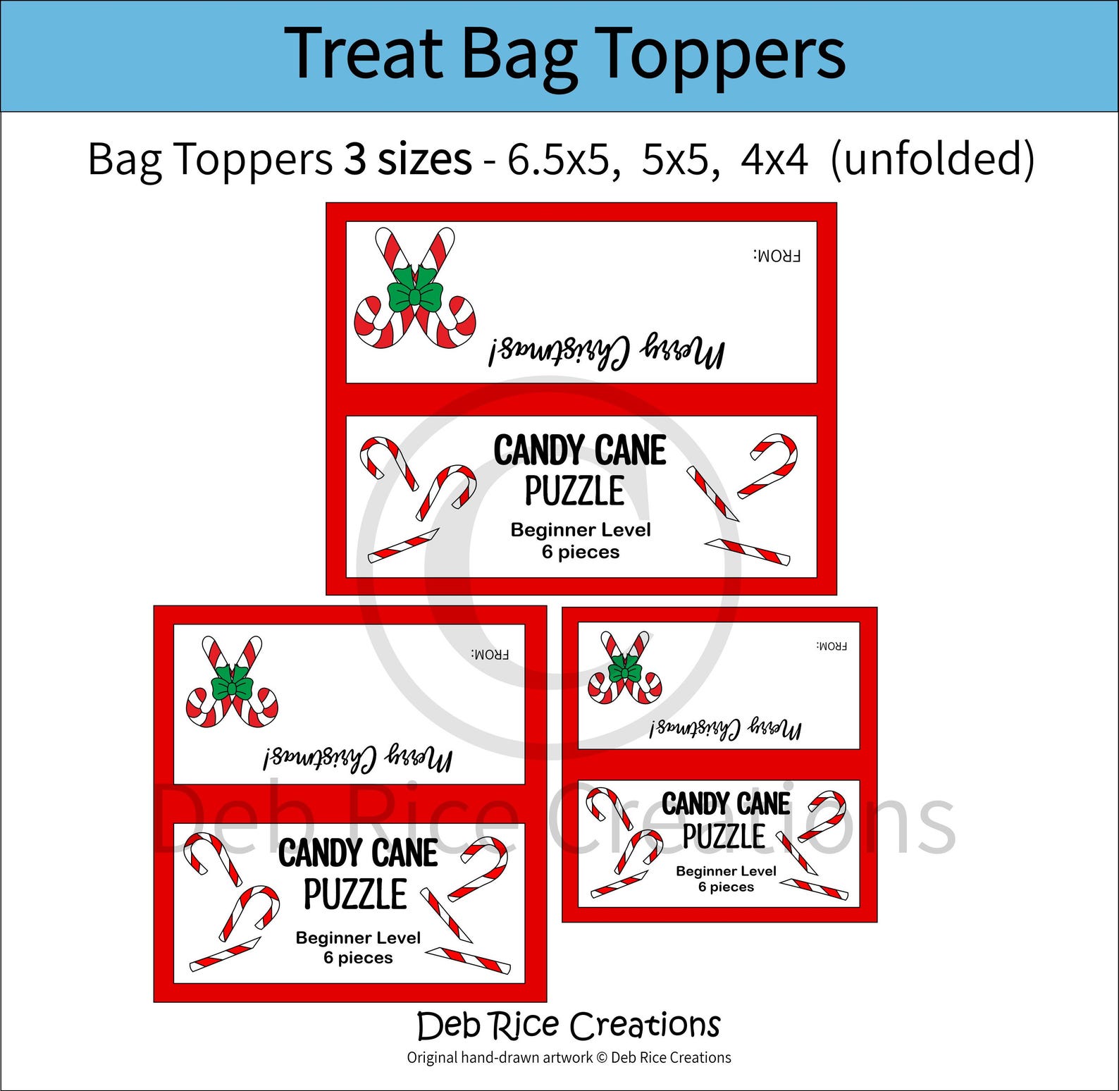 Candy Cane Puzzle Beginner Level Bag Toppers - Stocking Stuffers ...