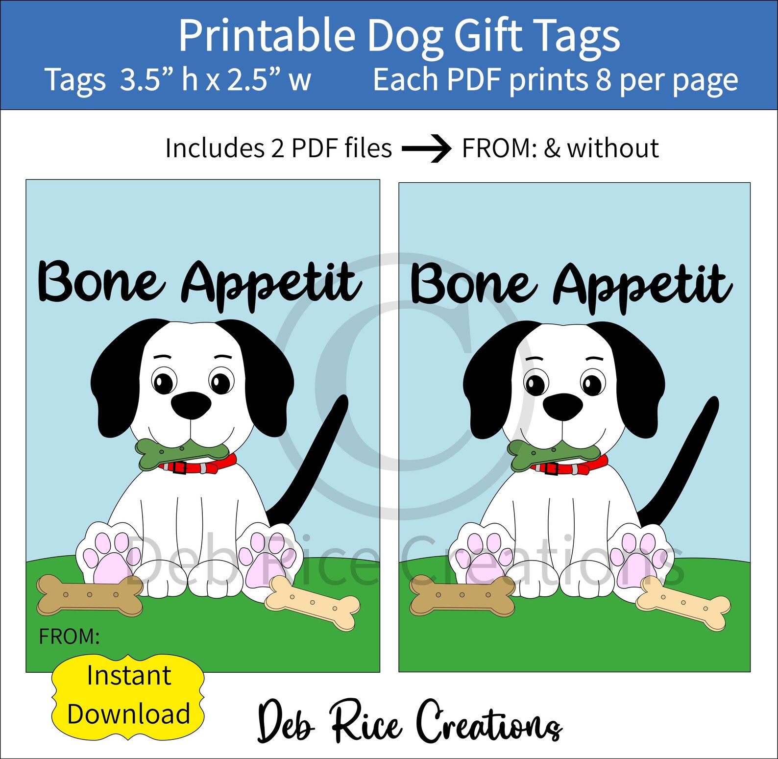 Bone Appetit Printable Dog Treat Gift Tags Treat Gift Tags for Dogs ...