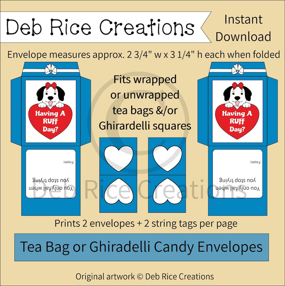 Having A Ruff Day Printable Digital Having A Ruff Day Envelopes, Tea ...