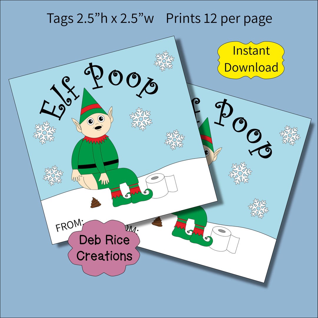 Elf Poop Printable Gift Tags Gag Gift, Stocking Stuffers, Party Favors ...