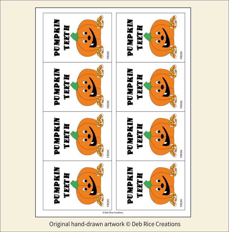 Pumpkin Teeth Printable Gift Tags Candy Corn Gifts, Trick or Treat ...
