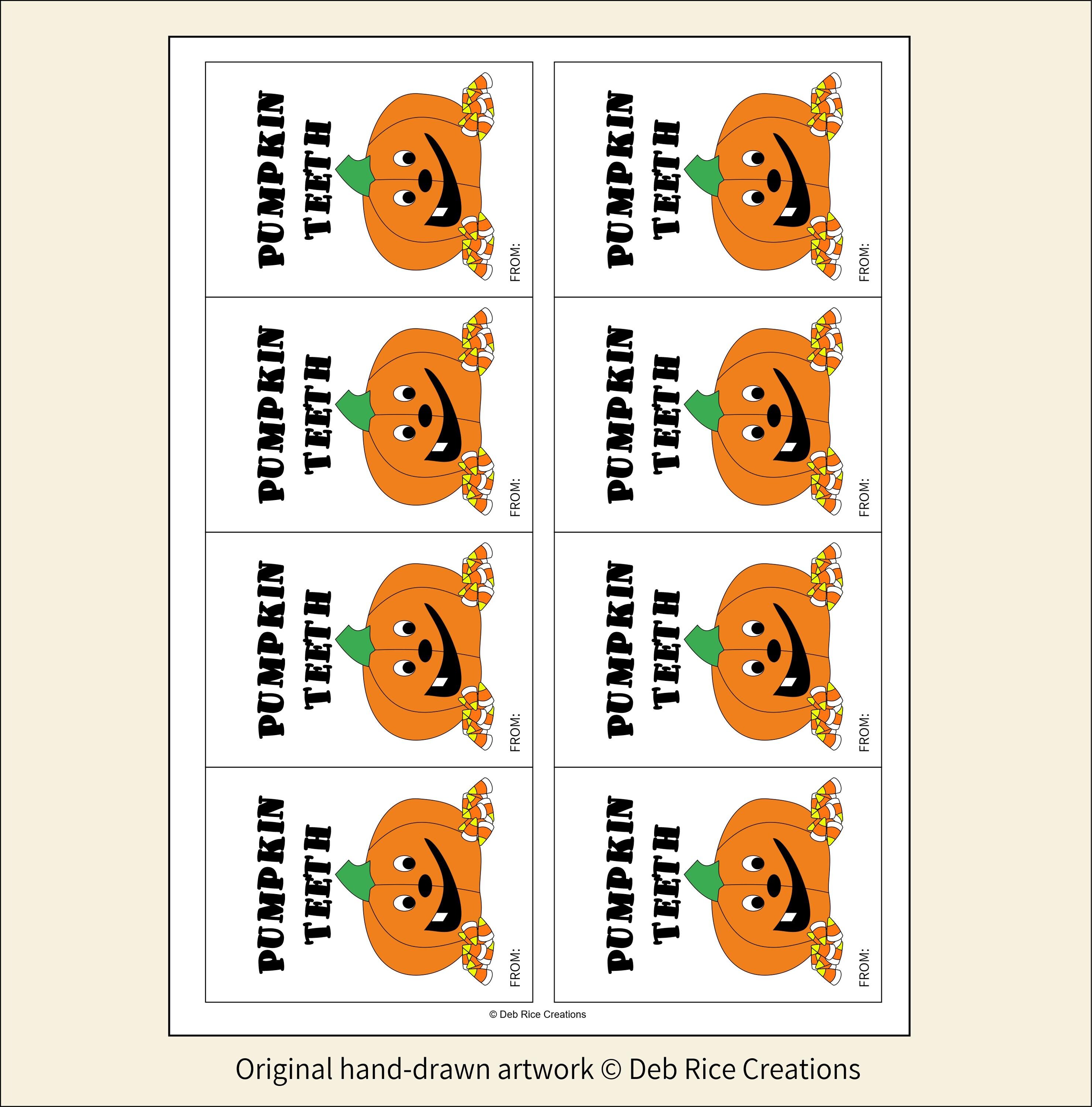 Pumpkin Teeth Printable Gift Tags Candy Corn Gifts, Trick or Treat ...