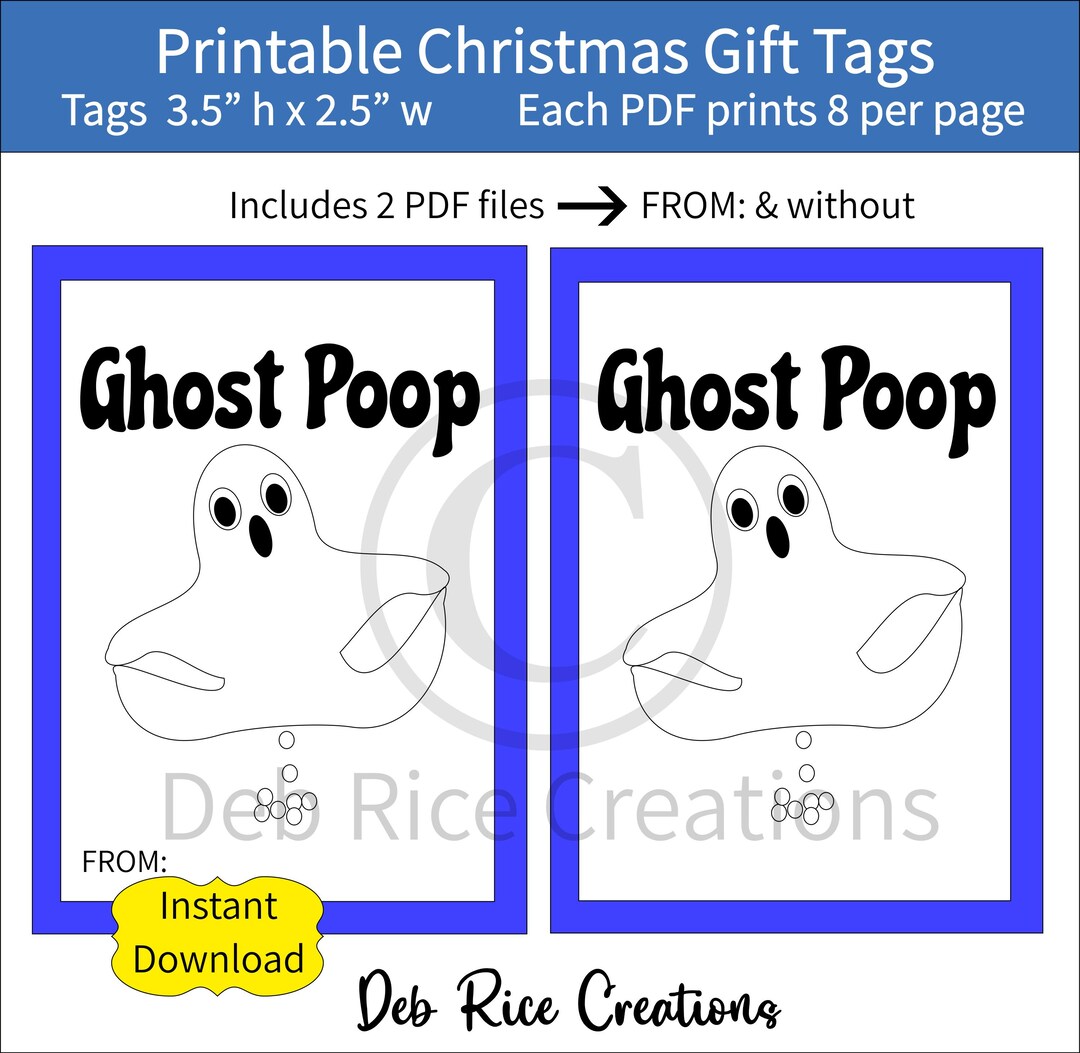 Ghost Poop Printable Gift Tags Great for Gag Gifts, Trick or Treats ...