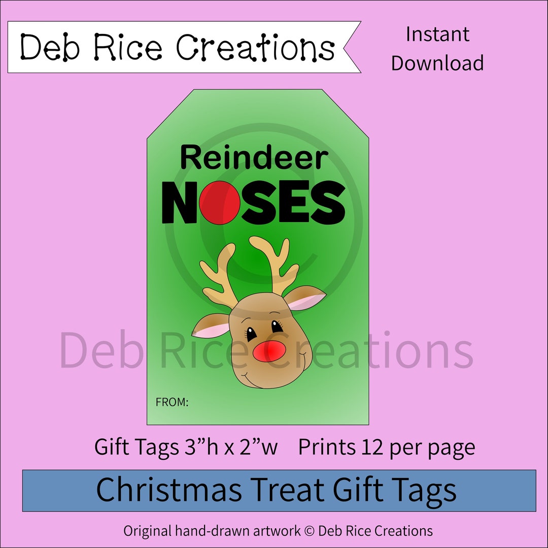 Reindeer Noses Treat Gift Tags Printable Christmas Tags, Stocking ...