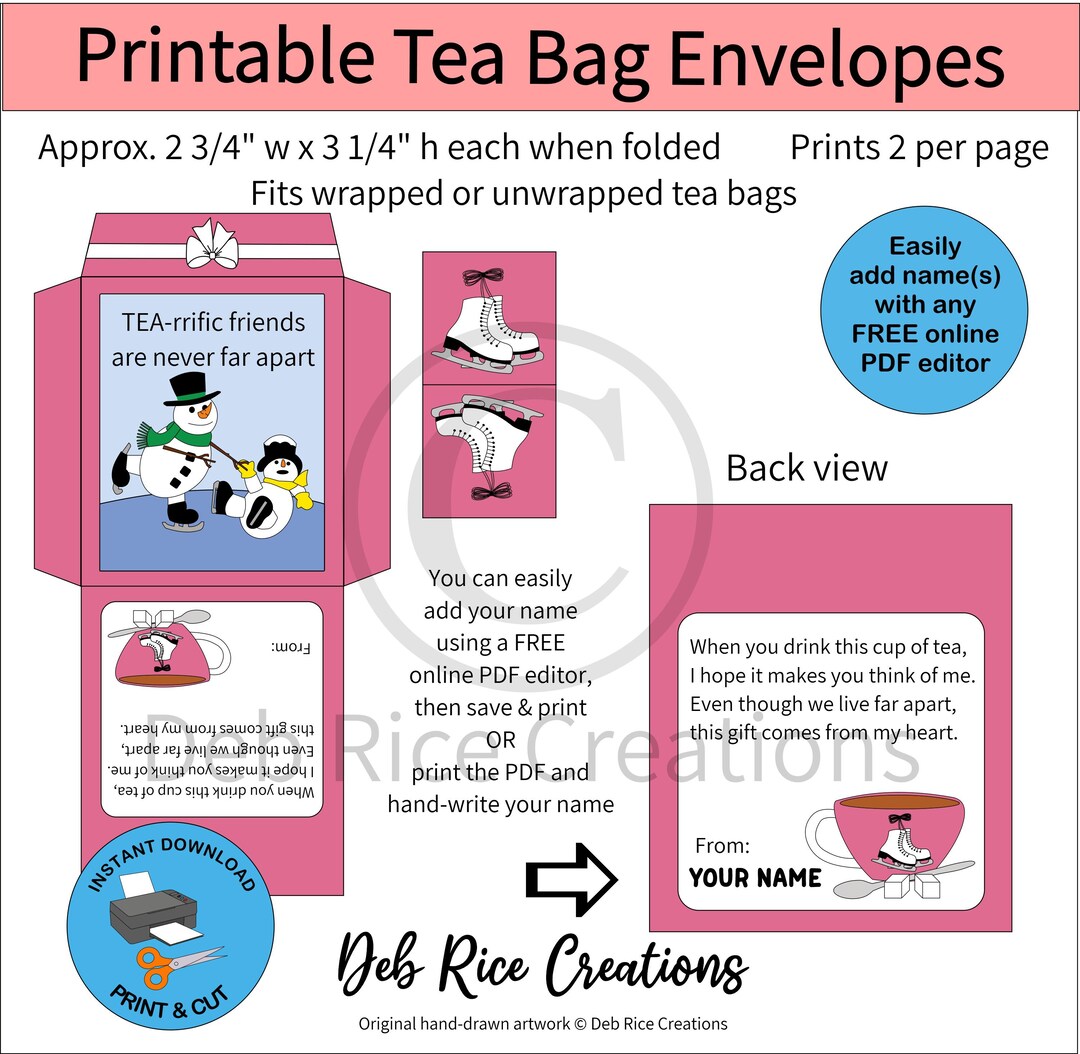 Tea-rrific Friends Are Never Far Apart Tea Bag Envelopes - Printable ...