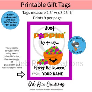 Just Poppin' by to Say Happy Halloween Gift Tags - Gift Tags for ...