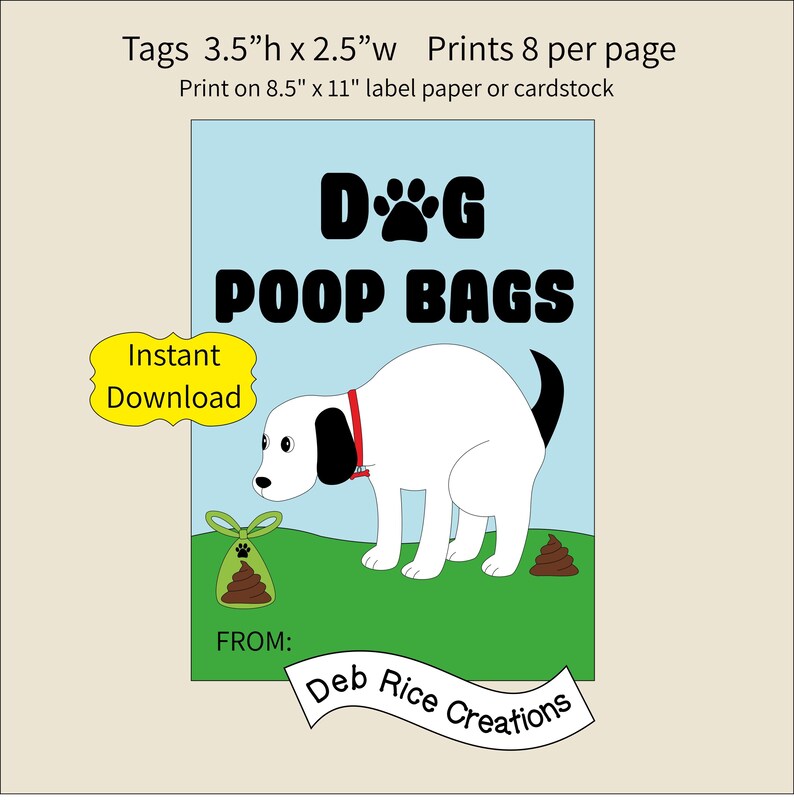 Dog Poop Printable Tags Pick up Dog Poop, Clean up After Your Dog, Dog ...