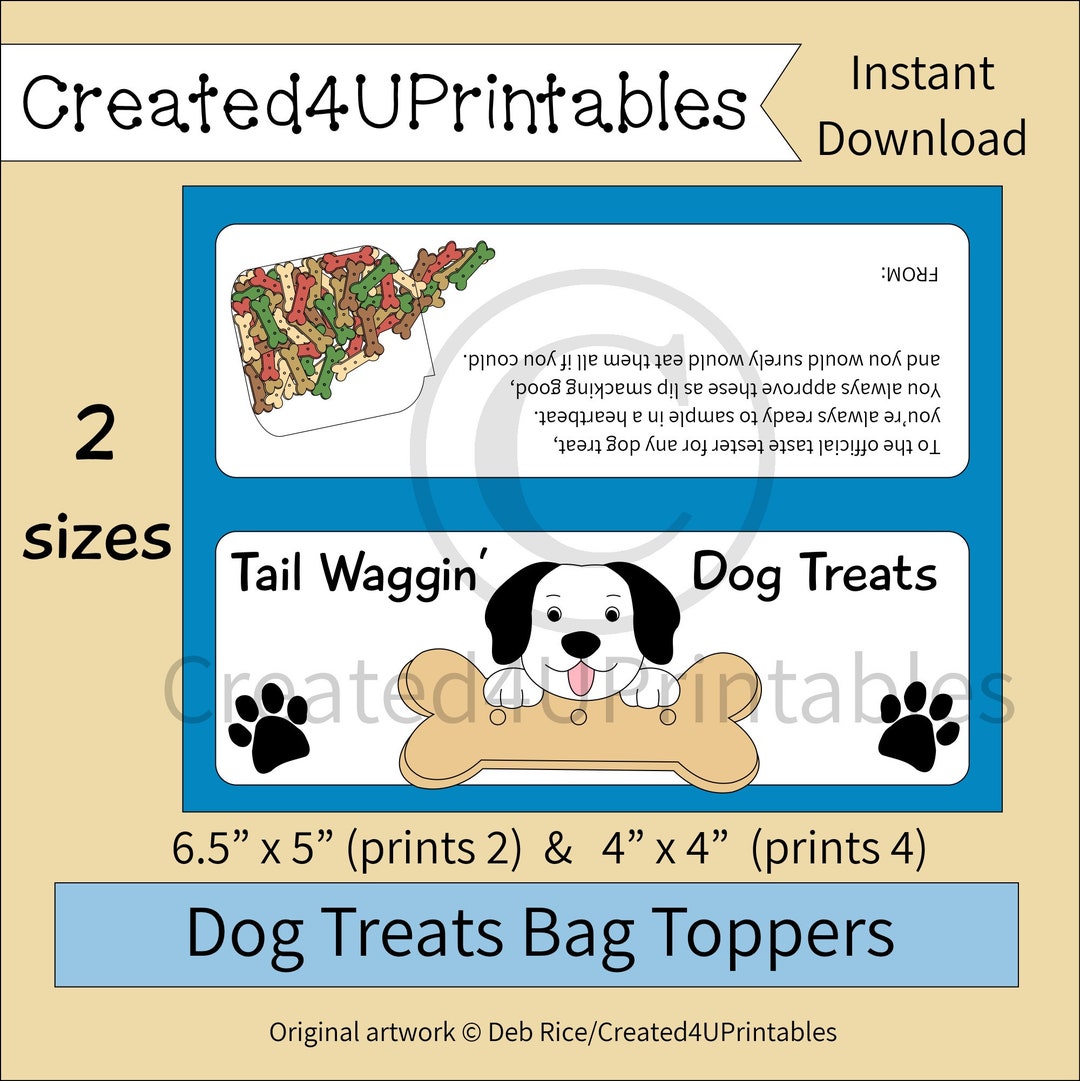 Tail Waggin' Dog Treats Bag Toppers Printable Dog Treat - Etsy