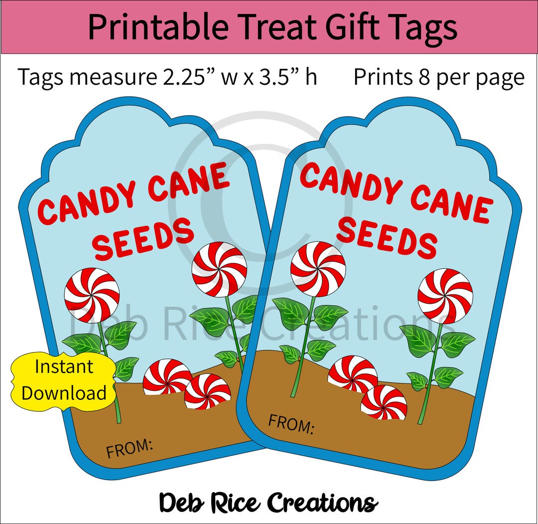 Candy Cane Seeds Gift Tags - Gag Gift Tags for Classrooms, Christmas ...