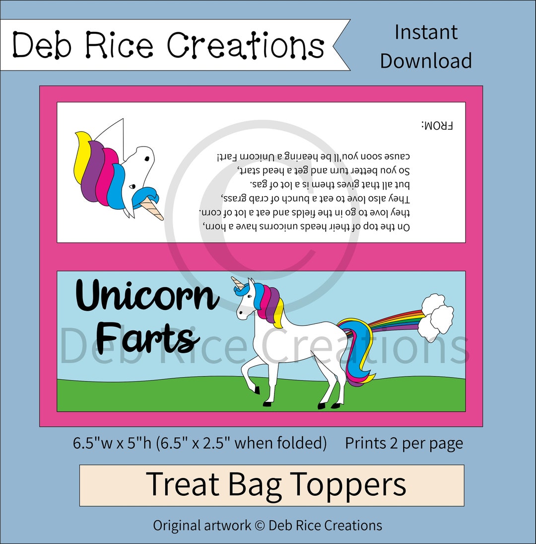 Unicorn Farts Large Bag Toppers Printable Unicorn Bag Toppers, Gag Gifts, Fill Bags With AIR - Etsy