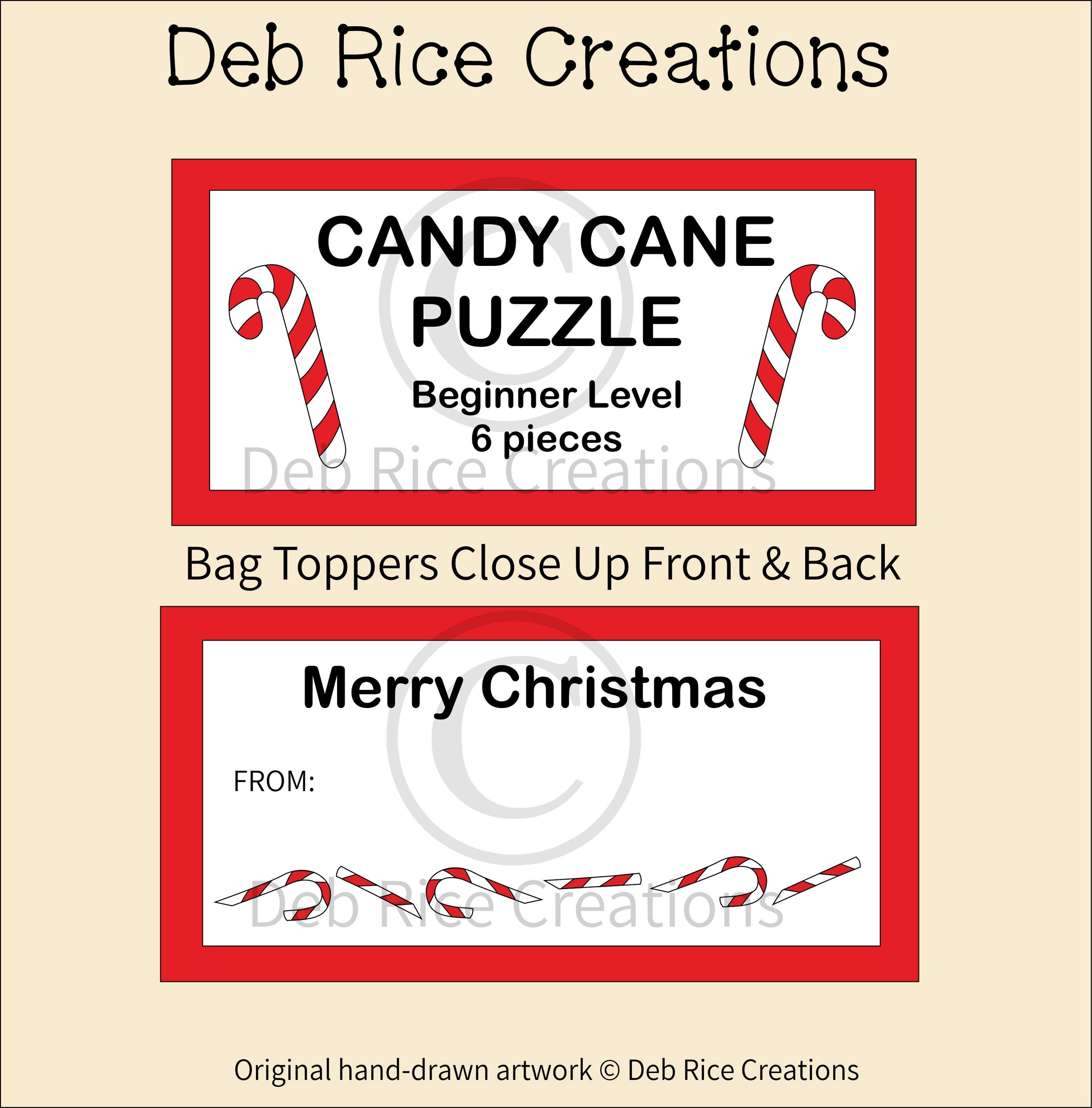 Candy Cane Puzzle Beginner Level 4x4 Printable Bag Toppers Candy Cane ...