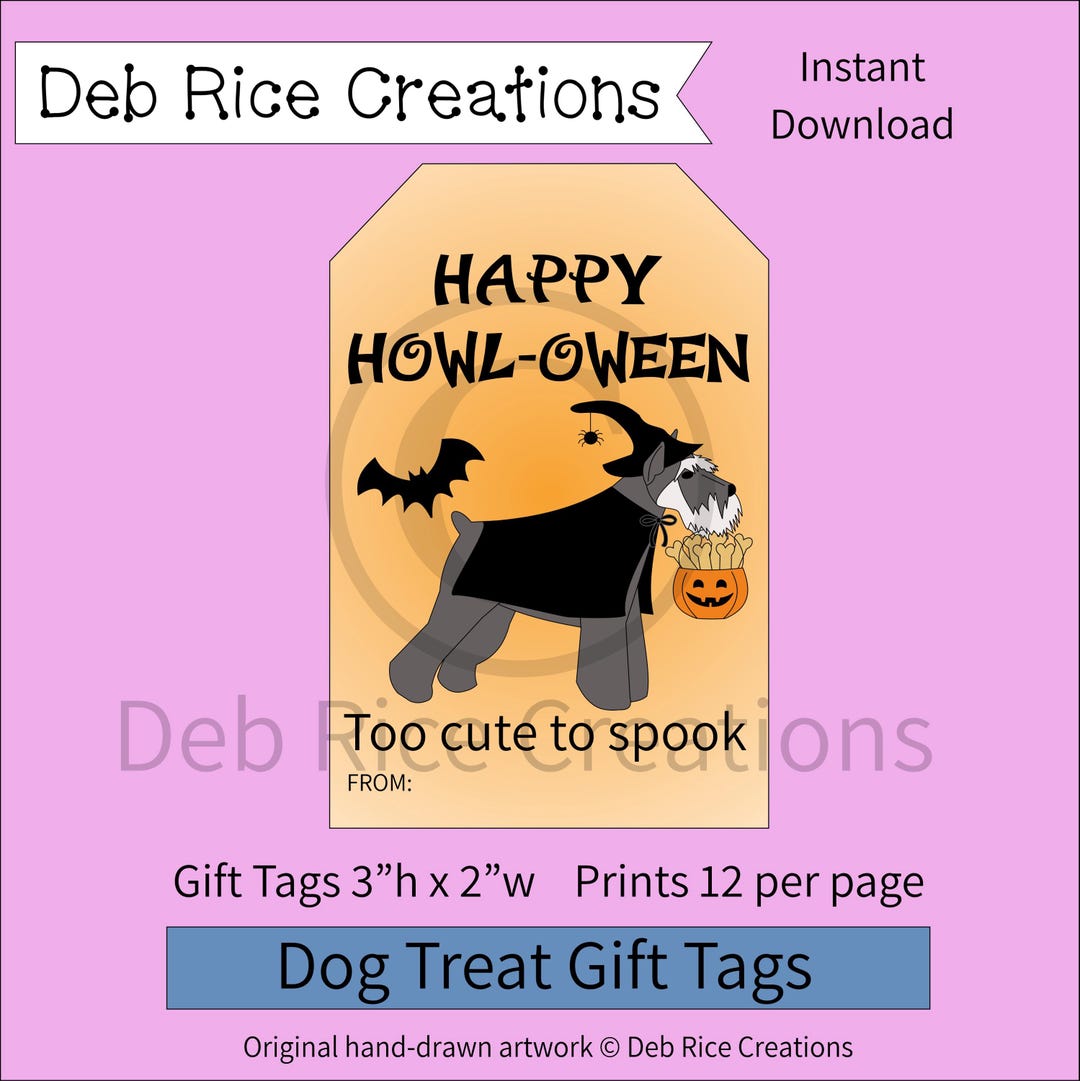 Happy Howl-oween Dog Treats Printable Gift Tags Trick or Treat Gift for ...