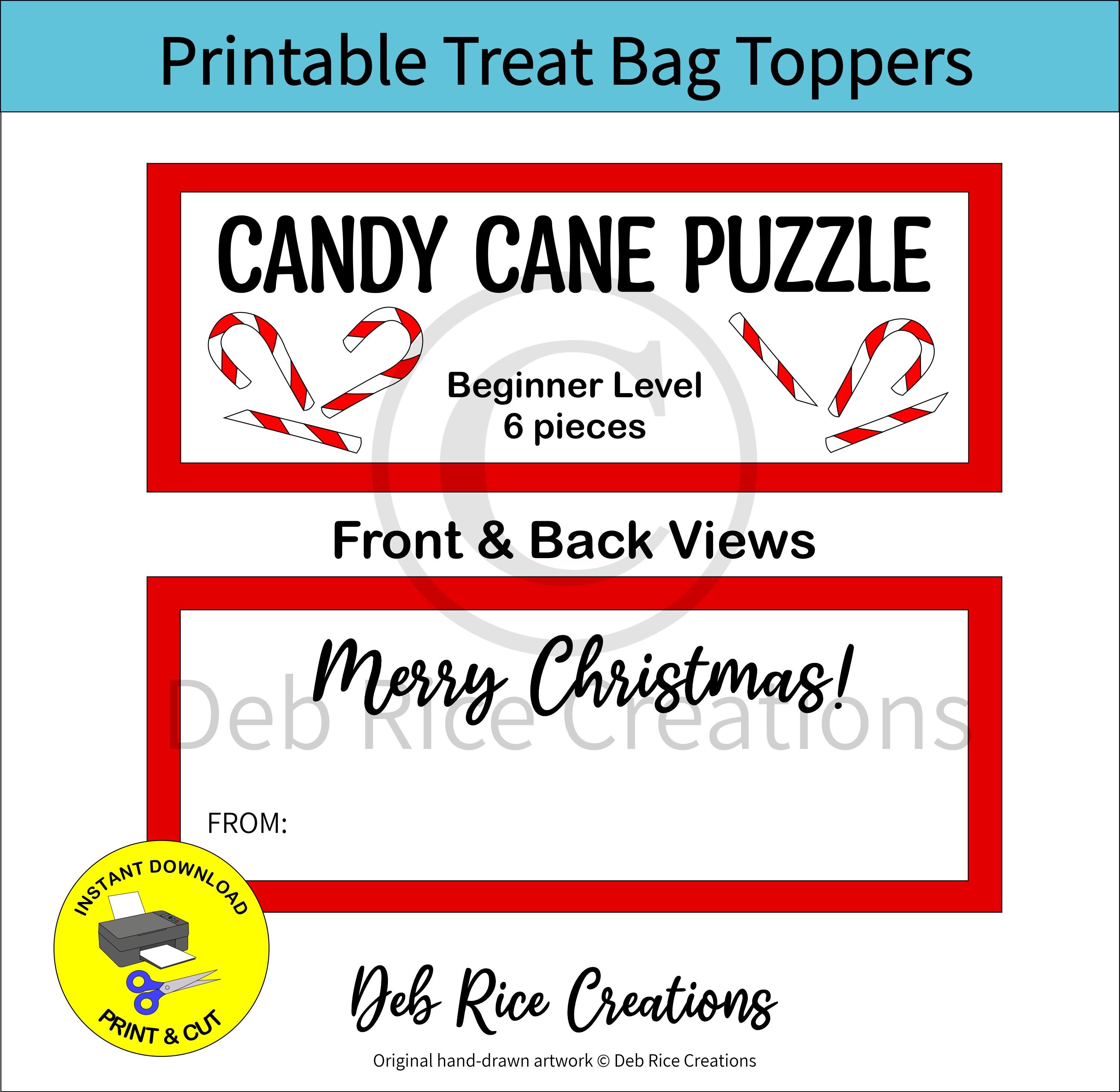 Candy Cane Puzzle Beginner Level Bag Toppers - Gag Gifts for Classrooms ...