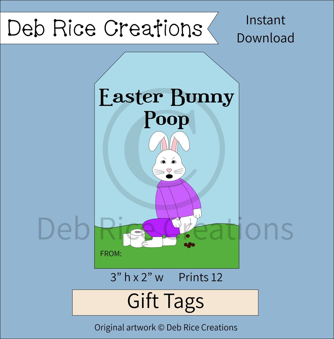 Easter Bunny Poop Gift Tags Printable Easter Gift Tags, Gag Gifts ...