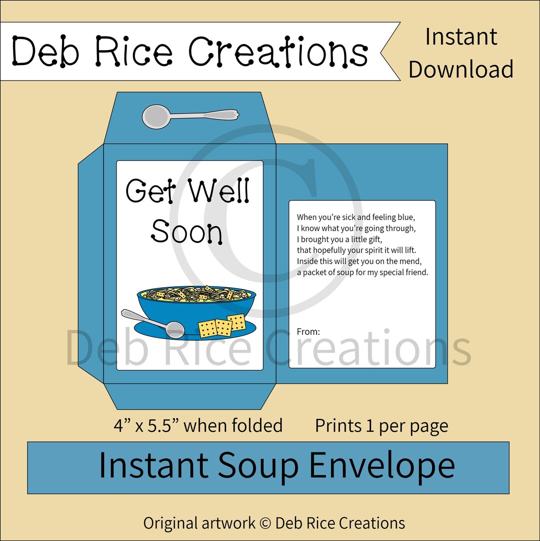 Get Well Soon Soup Envelope Instant Soup for Sick Person - Etsy