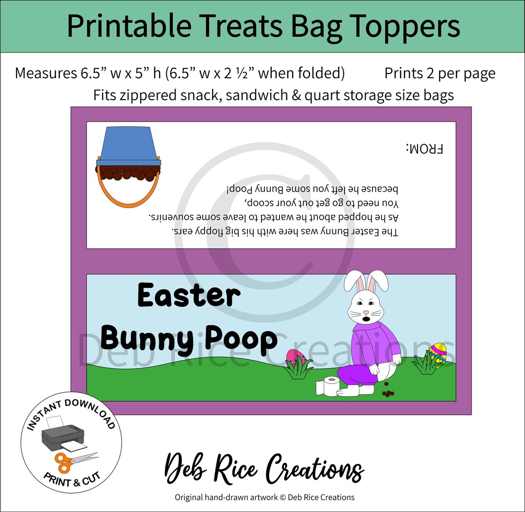 Easter Bunny Poop Bag Toppers - Gag Gift Bag Toppers, Treat Gifts for ...