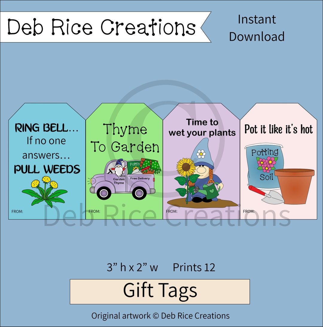 Gardening Gift Tags Printable Garden Gift Tags, Thyme to Garden, Garden ...