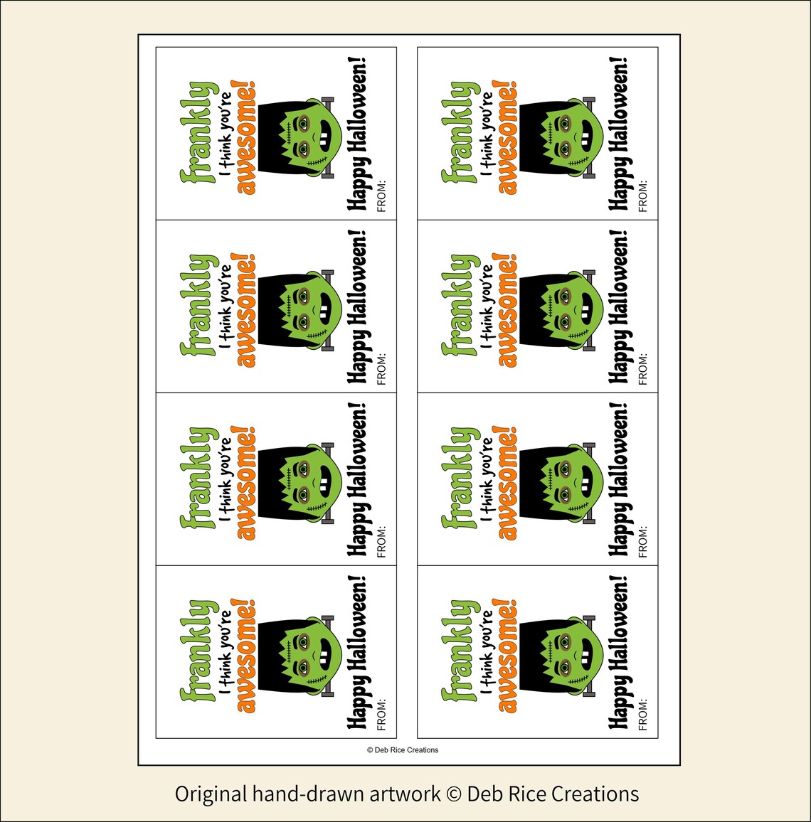 Frankly I Think You're Awesome Happy Halloween Printable Gift Tags ...
