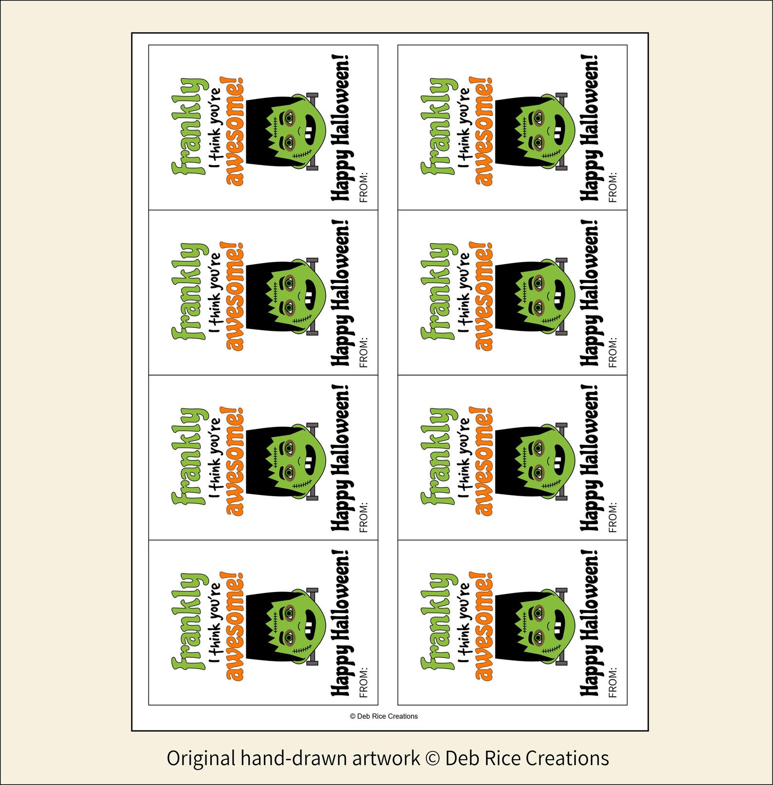 Frankly I Think You're Awesome Happy Halloween Printable Gift Tags ...