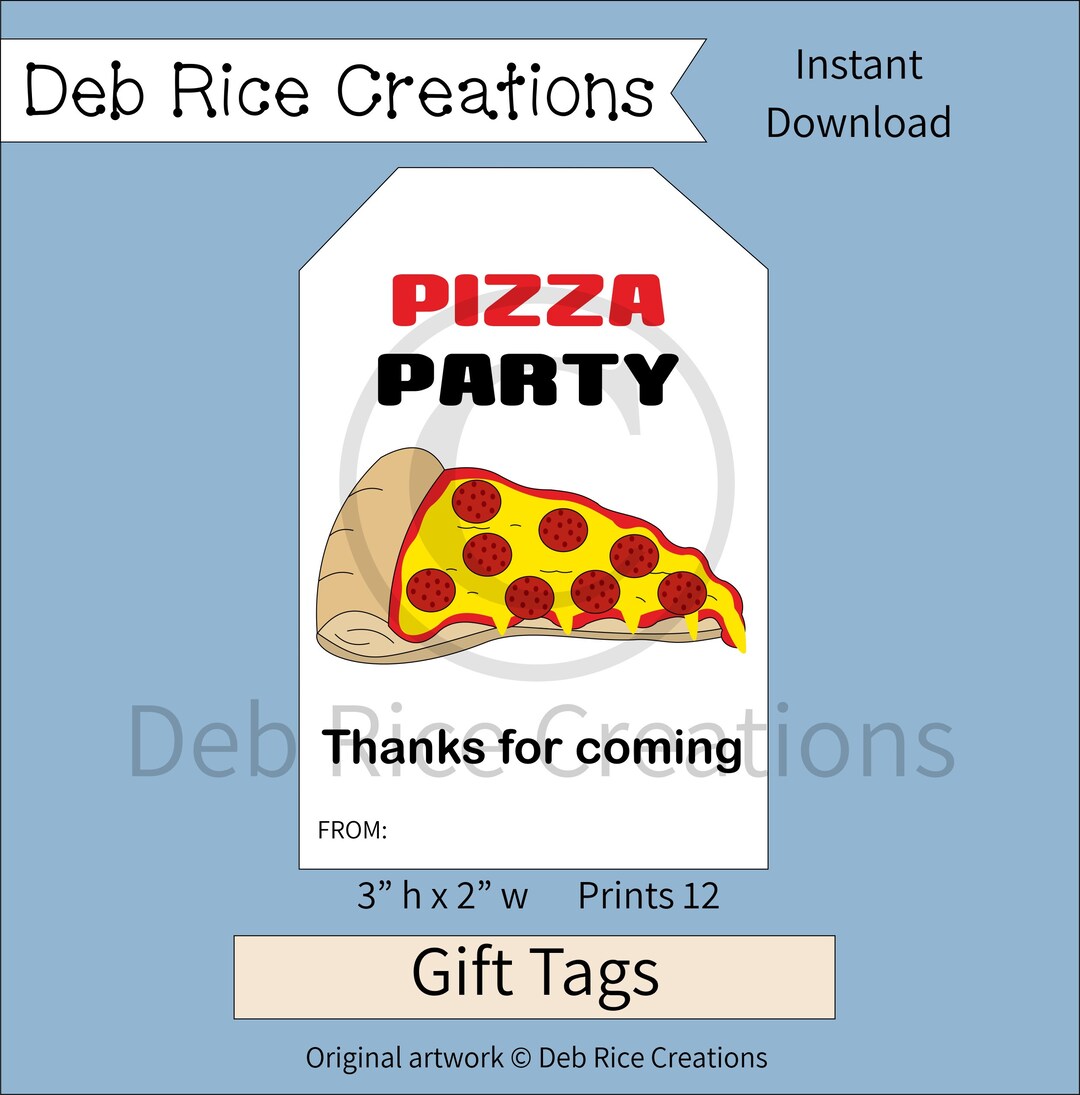 Pizza Party Gift Tags Printable Pizza Gift Tags, Party Favors - Etsy