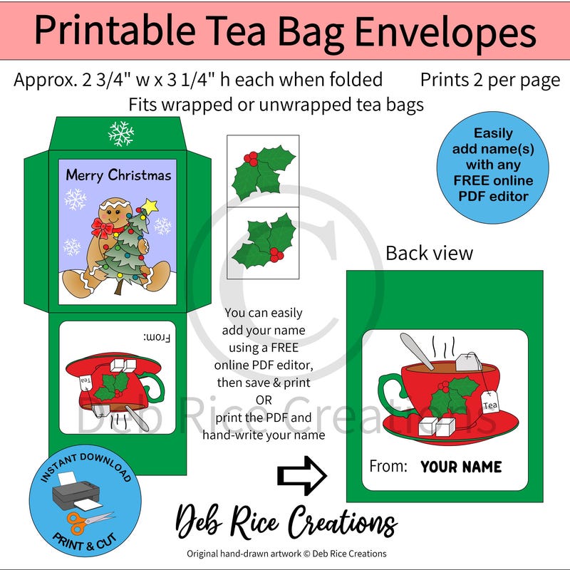 Printable Tea Bag - Etsy