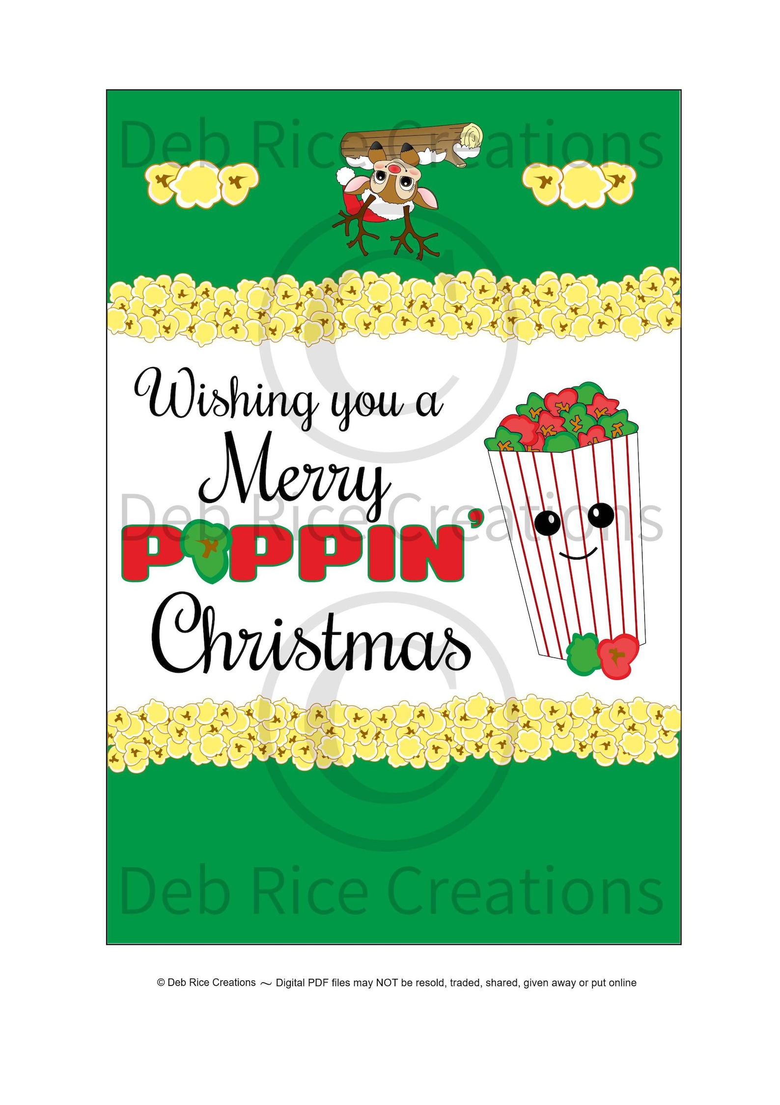 Merry Poppin' Christmas Microwave Popcorn Wrapper - Stocking Stuffers ...