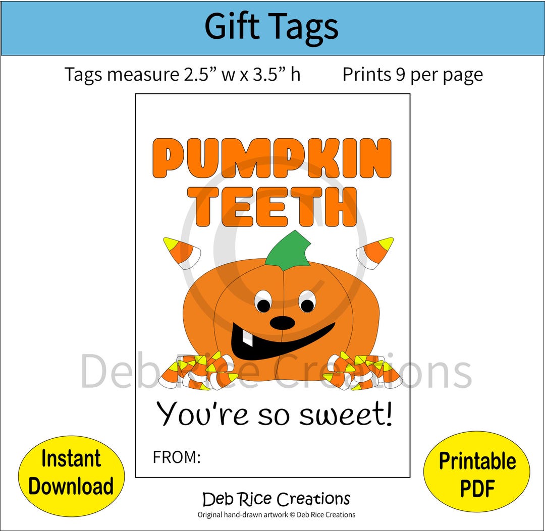 Pumpkin Teeth Gift Tags - Candy Corn Treats, Classroom Treats - Etsy
