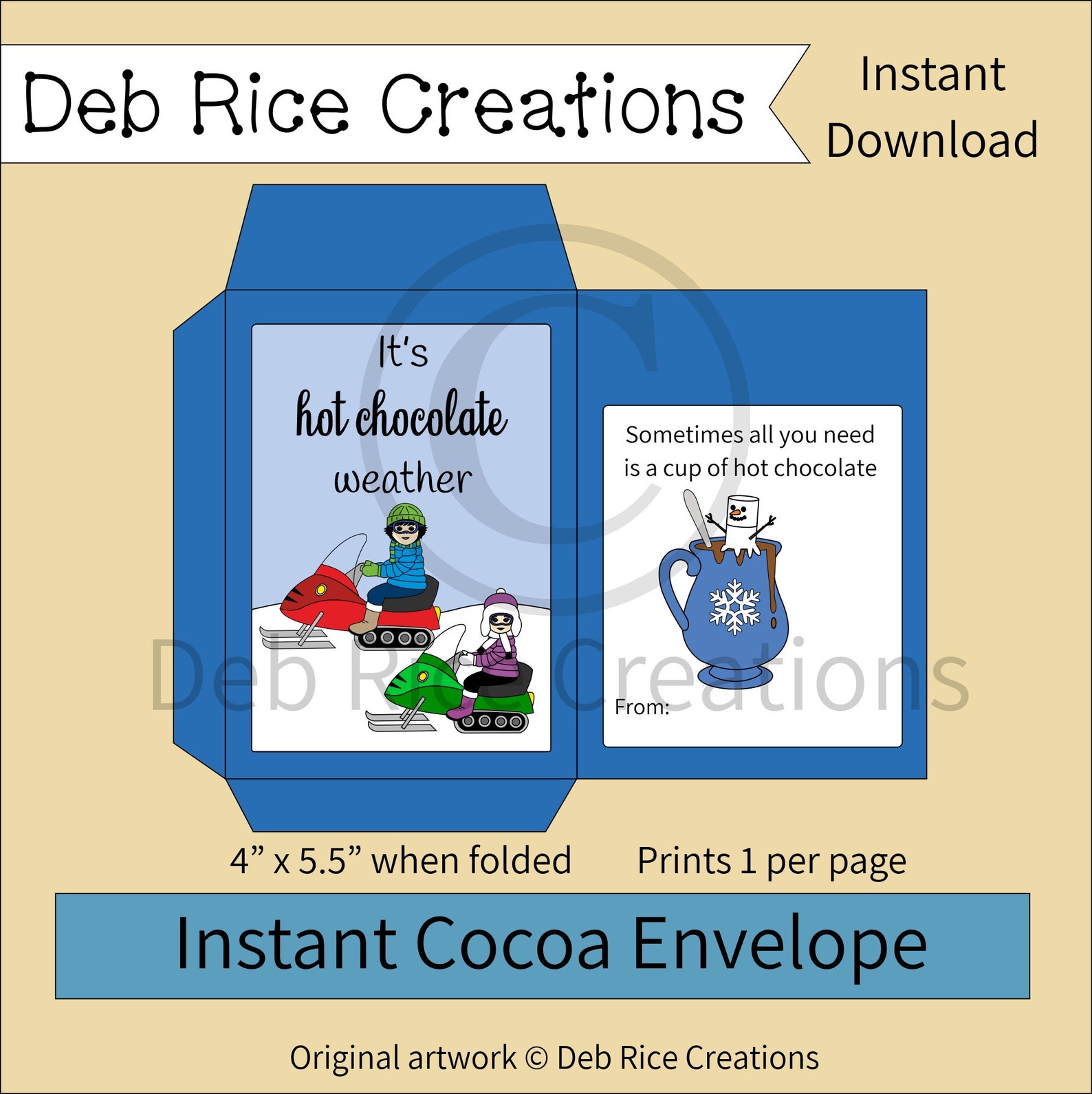 It's Hot Chocolate Weather Hot Cocoa Envelope Printable Hot Chocolate ...