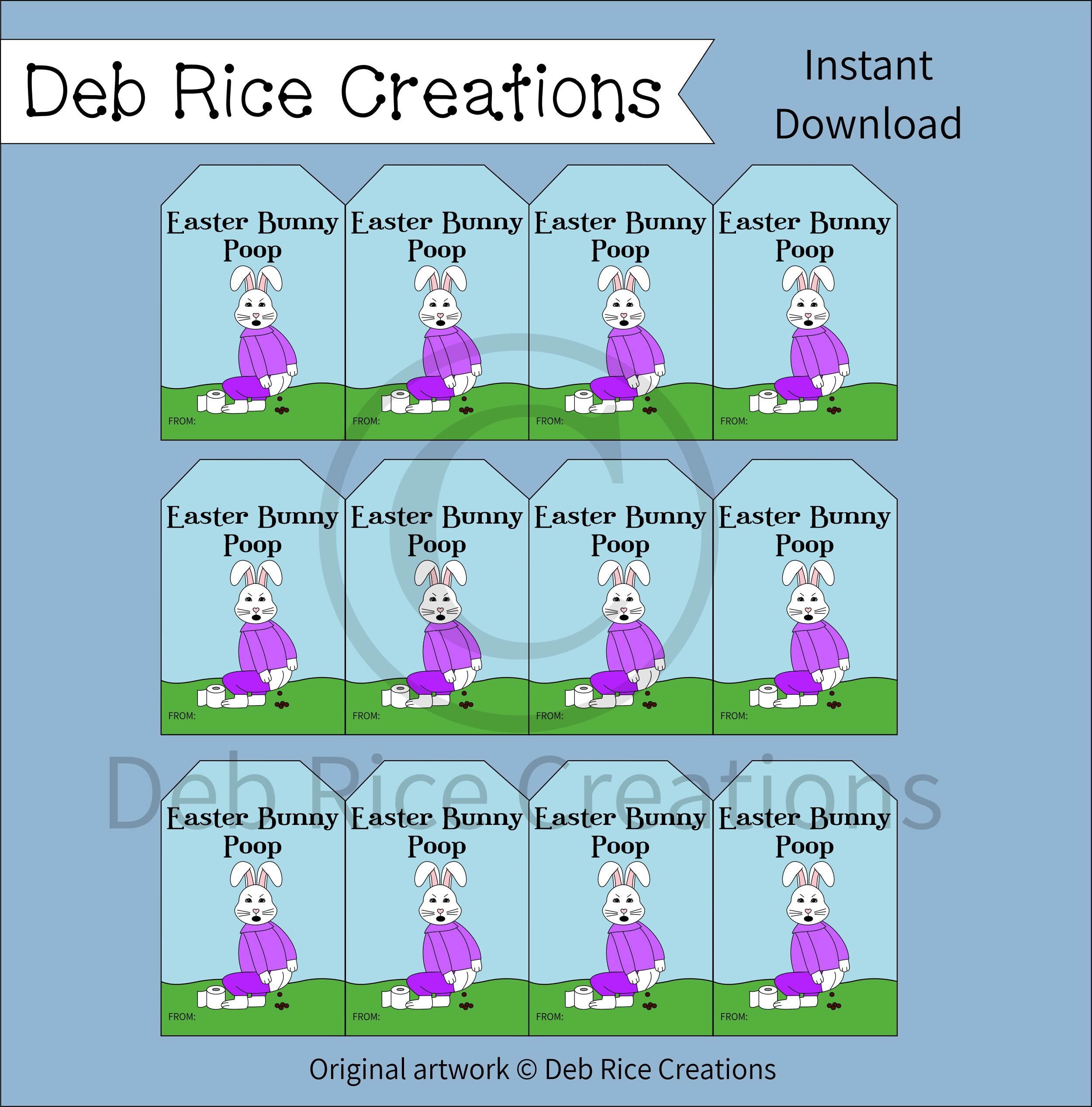 Easter Bunny Poop Gift Tags Printable Easter Gift Tags, Gag Gifts ...