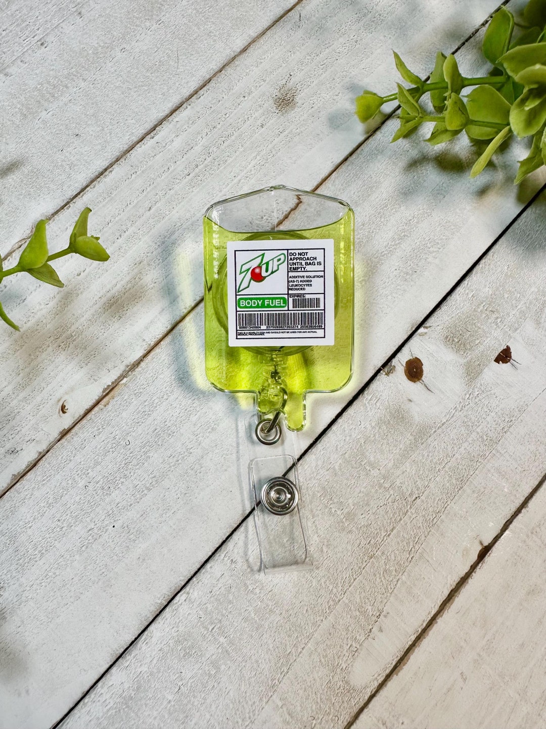 7up Retractable Badge Holder Transfusion Rn Lpn Badge Reel, IV Bag ...