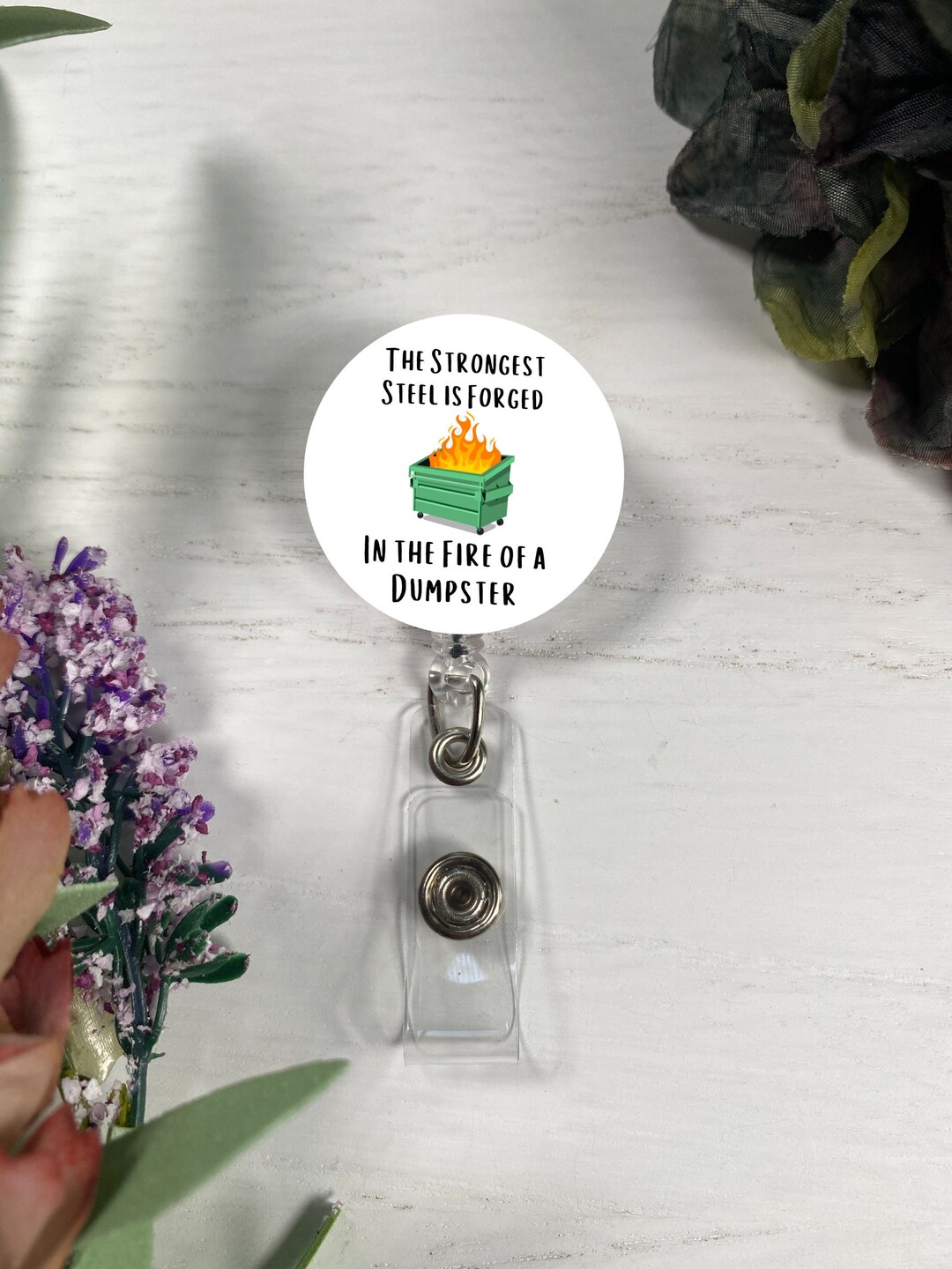 Dumpster Fire Badge Reel Funny Badge Reel Cute Badge Reel Retractable ...