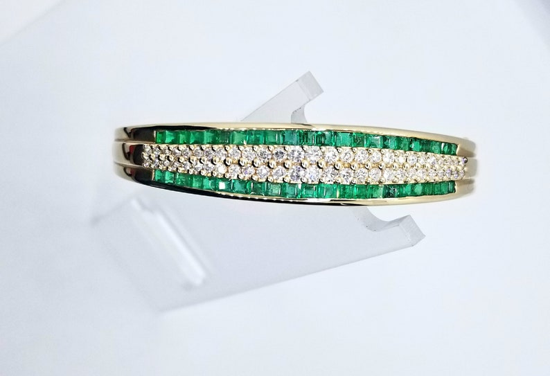 Colombian Emerald & Diamond Bangle Bracelet 14k by AMSTERDAM SAUER Valued USD 9,300 - Etsy