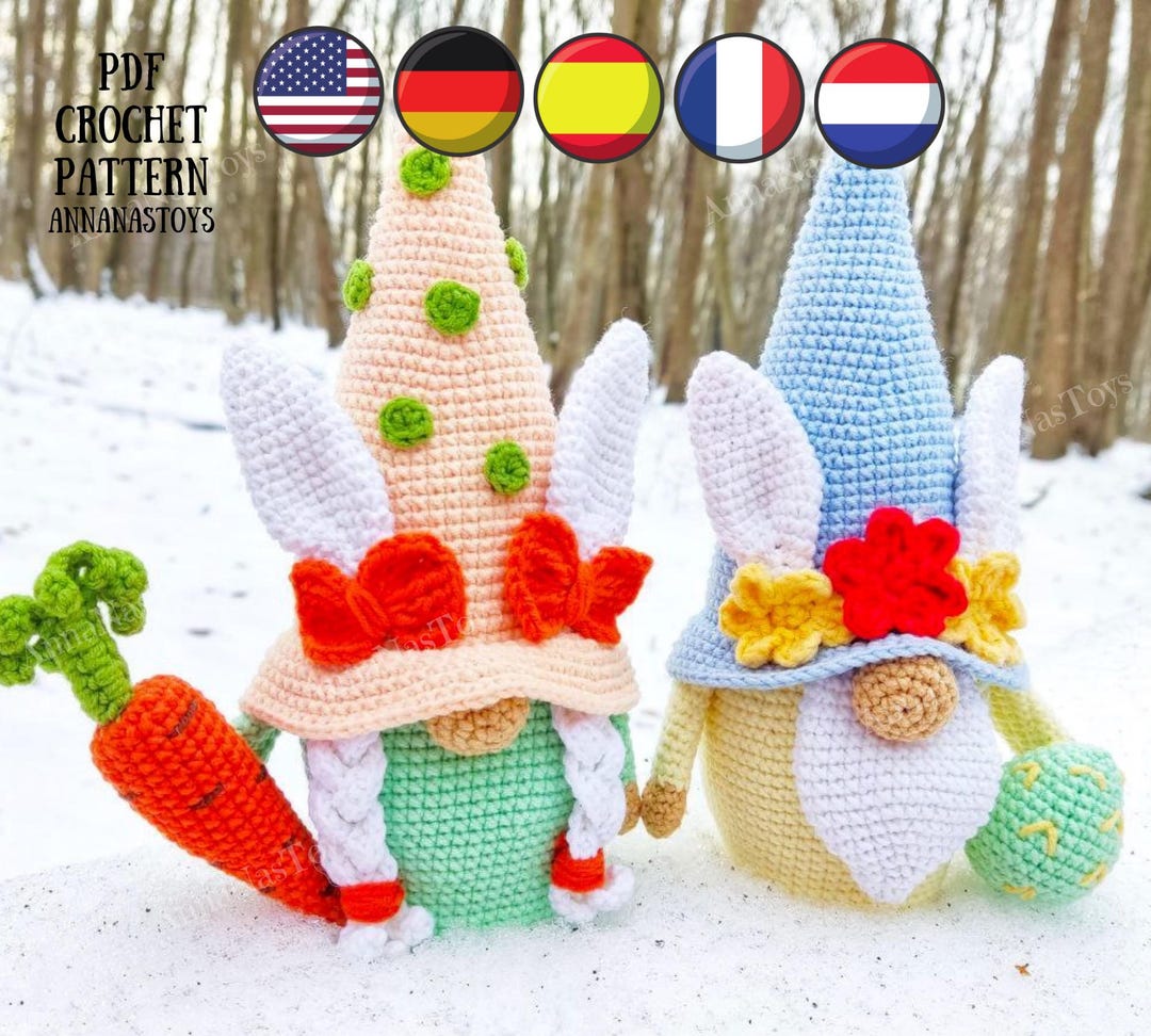 Spring Easter Gnomes, Crochet Gnome, Easter Bunny and Crochet Carrot ...