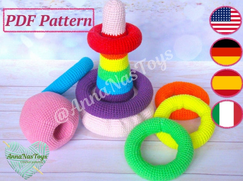 Crochet Amigurumi Stacking Rings Rainbow PDF Pattern | Etsy