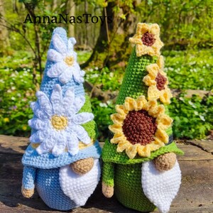 Spring Gnomes, Crochet Gnome Amigurumi Pattern, Gnomes With Sunflowers ...