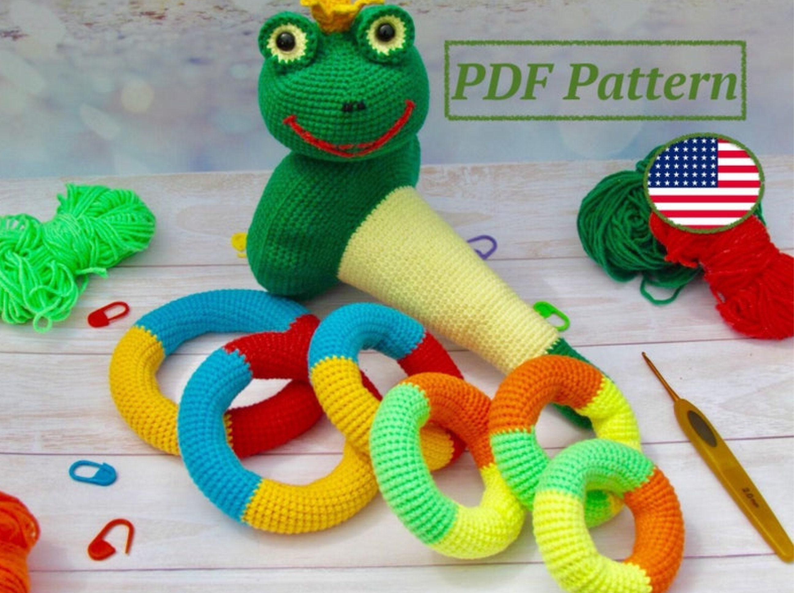Crochet Amigurumi Stacking Rings Multi-color Frog PDF Pattern - Etsy