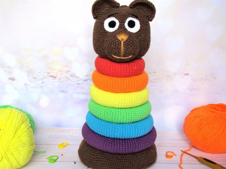 Crochet Amigurumi Toy Stacking Rings Rainbow Bear PDF Pattern - Etsy