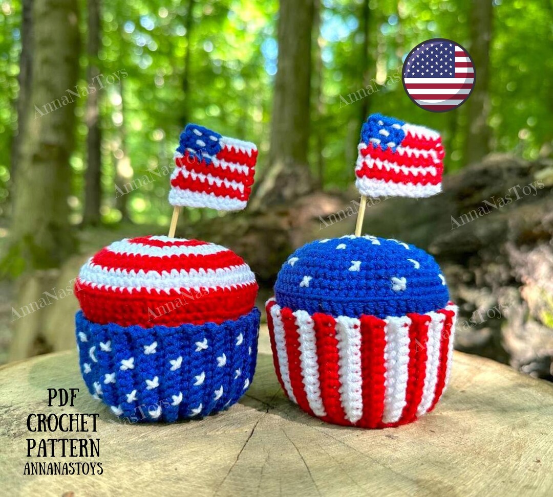 Cupcakes for US Independence Day Crochet Pattern - Independence Day ...
