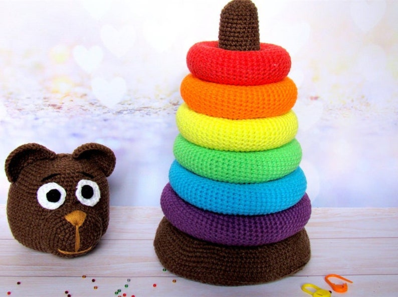 Crochet Amigurumi Toy Stacking Rings Rainbow Bear PDF Pattern - Etsy