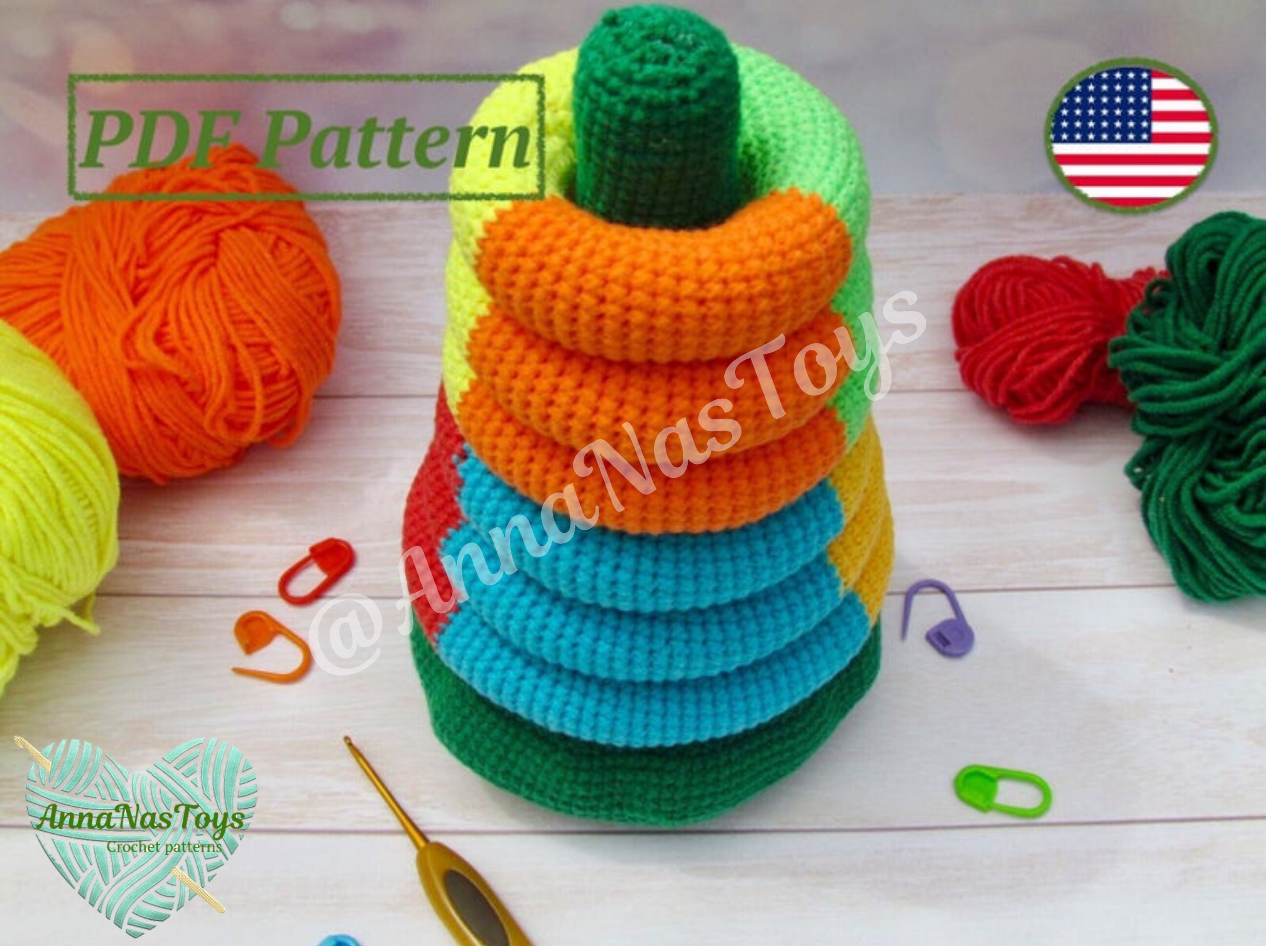 Crochet Amigurumi Multi-color Stacking Rings PDF Pattern | Etsy