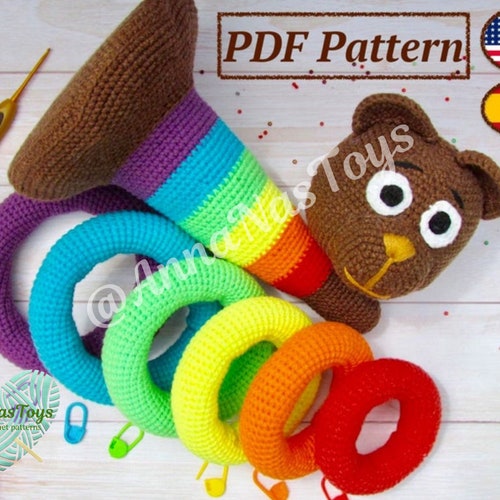 Crochet Amigurumi Toy Stacking Rings Rainbow Bear PDF Pattern - Etsy