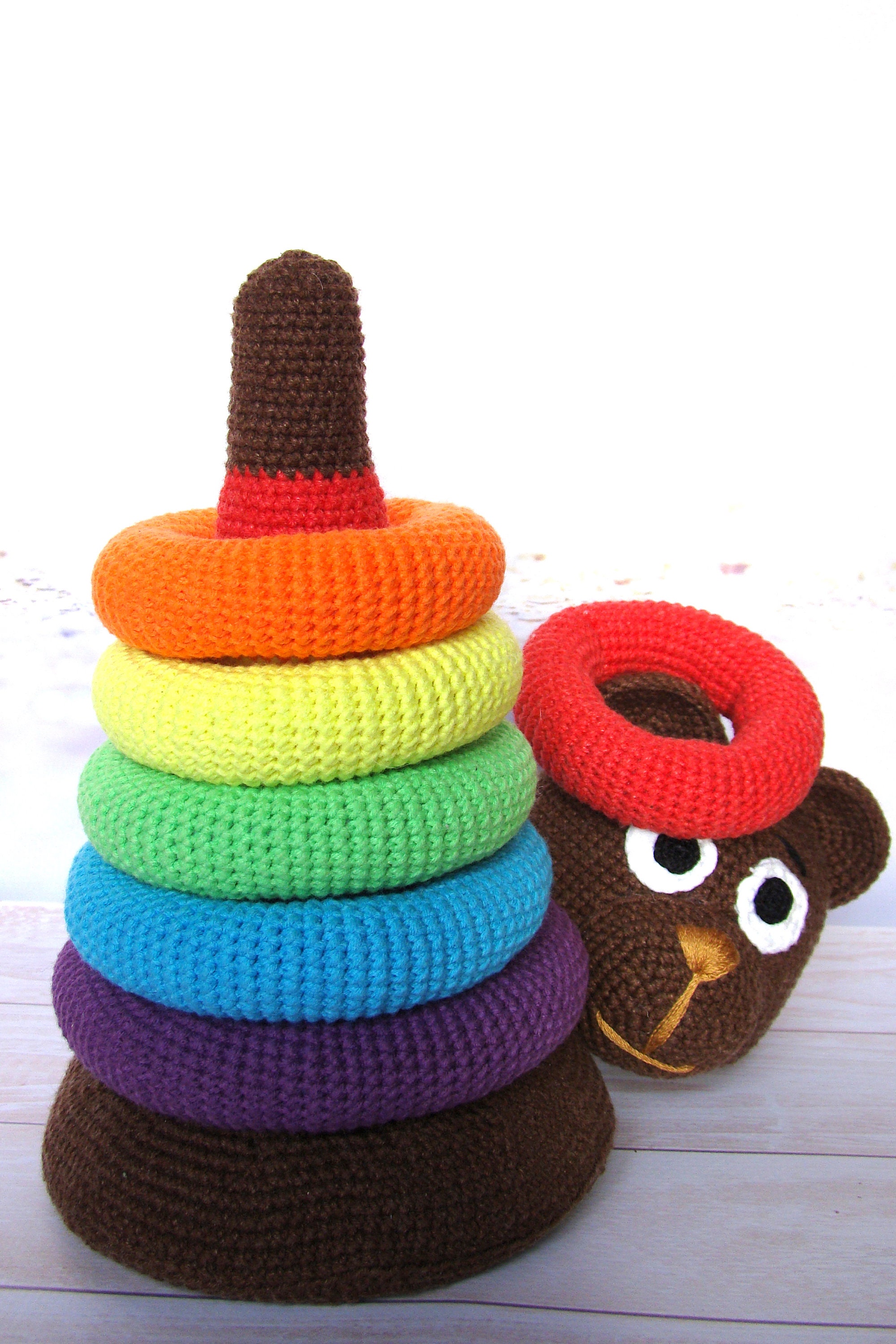 Crochet amigurumi toy Stacking rings Rainbow Bear PDF pattern | Etsy
