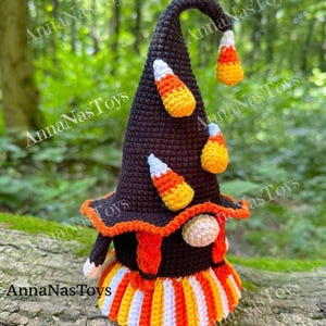 Gnome Candy Corn (girl), Amigurumi Pattern, Crochet Halloween Decor ...