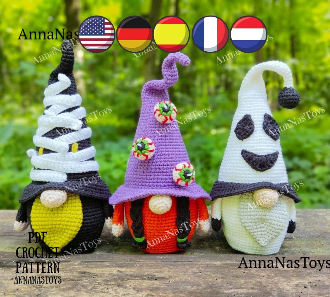 Gnome Ghost, Mummy Gnome and Witch With an Eye, Halloween Decor ...