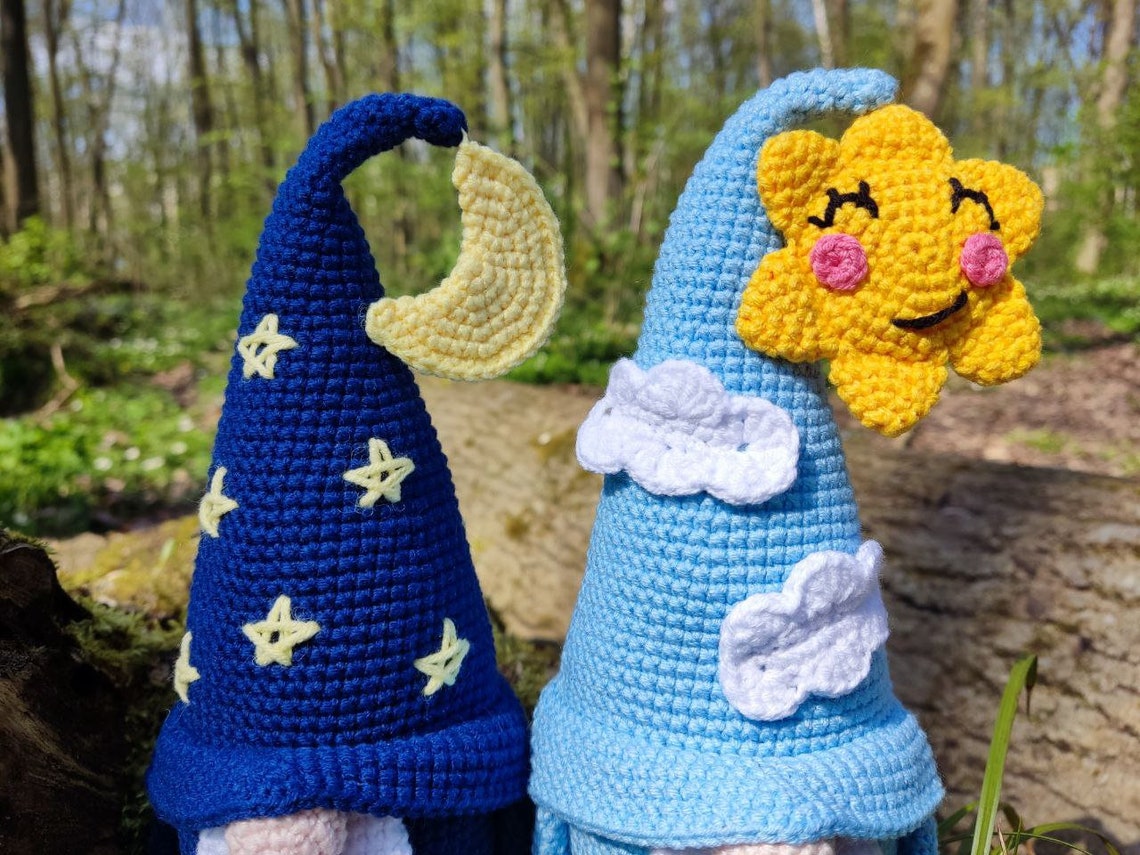 Gnome Sun and Moon Crochet Gnome Amigurumi Pattern Gnome Day - Etsy